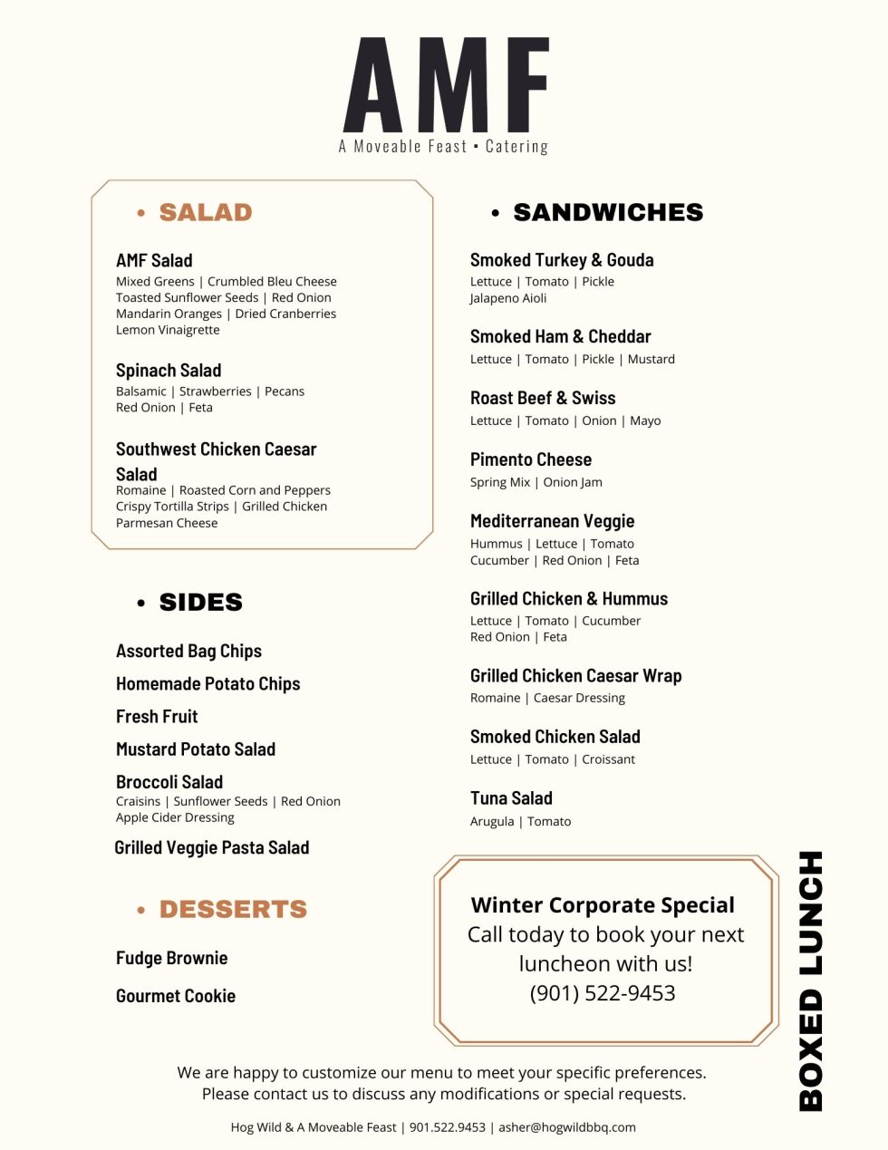 Corporate Catering-BOXED LUNCH - A Moveable Feast Catering Memphis, TN ...